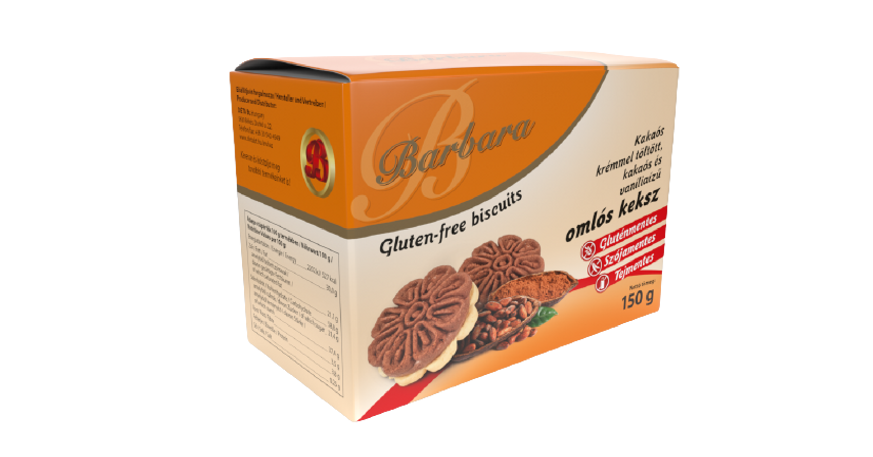 Barbara gluténmentes kakaókrémmel töltött omlós keksz 150 g | Biosziget Barbara gluténmentes kakaókrémmel töltött omlós keksz 150 g | Biosziget